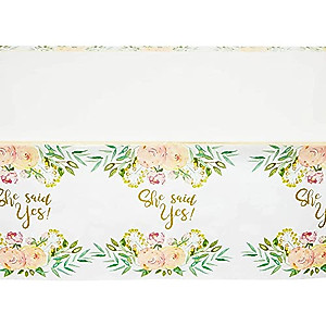 Juvale She Said Yes Table Covers for Bridal Showers (54 x 108 in., 3 Pack)