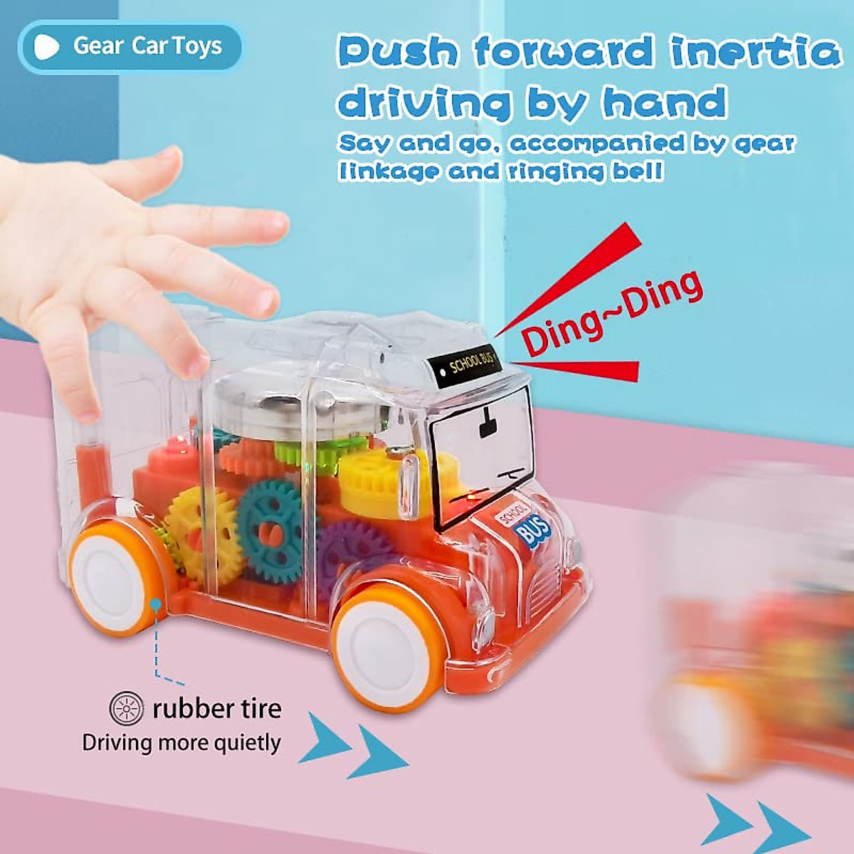 HT HONGTENG Transparent Car Toys 3 Sets,Inertial Vehicle with LED Effects and Ringtone,Color Moving Gear,3-6 Years Old Children's Birthday Educational Toys (City Vehicles)