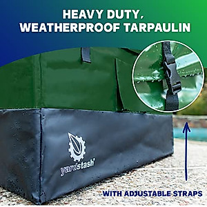 YardStash Outdoor Storage (Waterproof) - Heavy Duty, Portable, All Weather Tarpaulin Deck Box - Protects from Rain, Wind, Sun & Snow - Perfect for the Boat, Yard, Patio, or Camping – M Green
