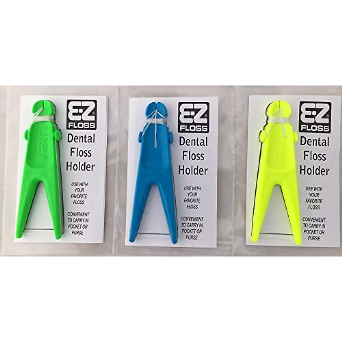 E-Z Floss Dental Floss Holder (Blue, Yellow, Green)