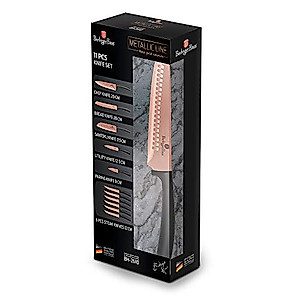 Berlinger Haus 11 Piece Knife Set, Eco Friendly Knives Set for Kitchen, Cooking Knives with Ergonomic Handles, Sharp Cutting Stainless Steel Chef Knife Set, Rose Gold