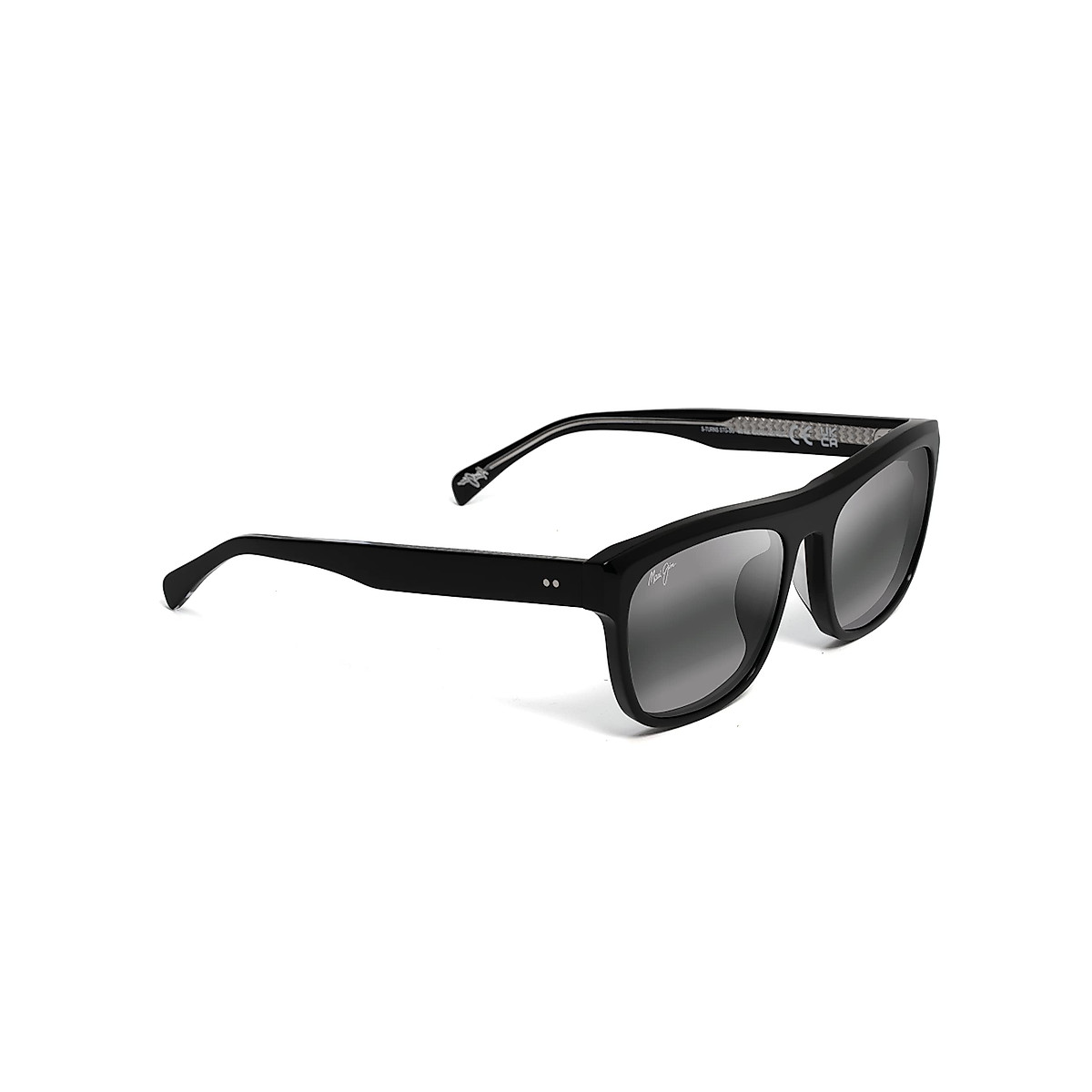 Maui Jim Men's and Women's S-Turns Polarized Rectangular Sunglasses, Black w/Crystal Interior/Neutral Grey, Small