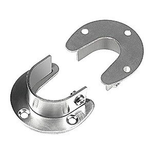 Favordrory 6 Pieces Stainless Steel Closet Pole Sockets Rod Socket Flange Set Rod Support Flange Holder, U Shaped, Easy Installation or Removal