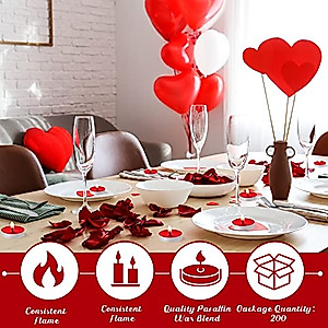200 Pcs Tea Lights Candles Smokeless Tealight Candles Mini Tealight Candles Dripless Candles Bulk for Dinner Party Home Decoration Wedding Centerpiece Birthday Valentine's Day (Red)