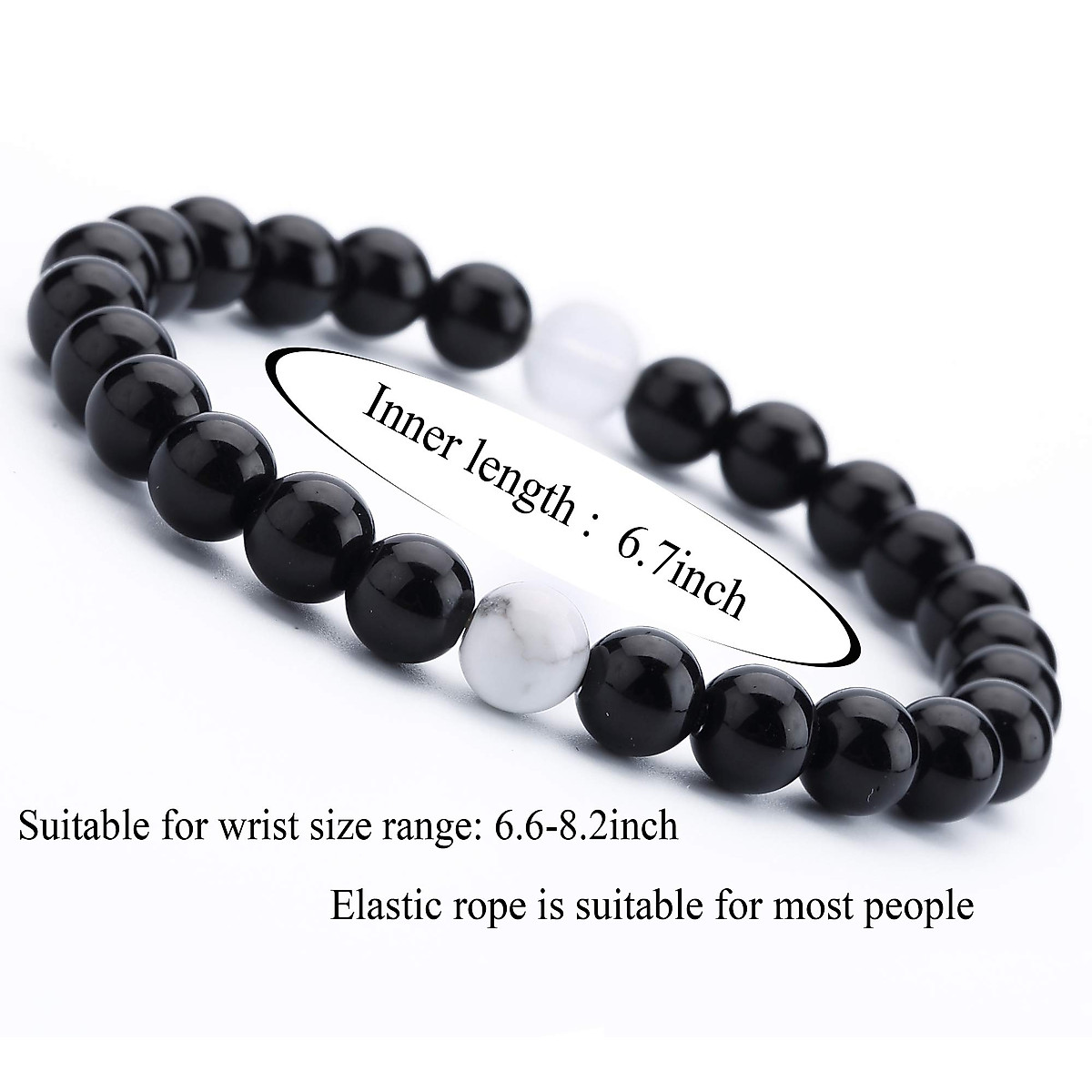 Hamoery Men Women 8mm Tiger Eye Stone Beads Bracelet Elastic Natural Stone Yoga Bracelet Bangle (Set2)