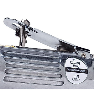 Eastwood Rockwood 3 in. Air Cut Off Tool Pneumatic With Wheel Grinder Sheet Metal Cutter Heavy Duty Reversible Air Utility Power Metal Cut Off Tool Kit Air Push Metal Cutting Tool