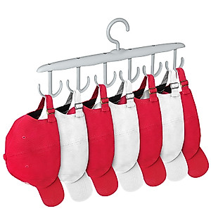 XQXA Hat Hangers for Closet, 1-Pack Hat Organizer for Baseball Caps, 360-Degree Rotation Hat Holder Storage with 12 Hooks, Organizador de Gorras - Gift for Men, Women, Grey