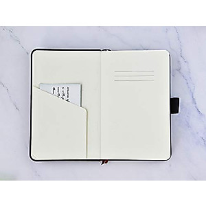 2-Pack Pocket Notebook Pocket Size 3.5" x 5.5" Hardcover Bound Journal Blank Paper Mini Notepad with Pen Holder Inner Pocket Black Leather Bound for Journal Sketchbook Composition Notebook