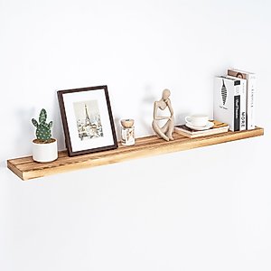 Axeman Rustic Floating Shelves, 48 Inch Wood Floating Shelf Mantle Shelf, 8 Inch Deep Wooden Wall Shelves for Living Room Bedroom Laundry Room Garage Farmhouse - Carbonized Black
