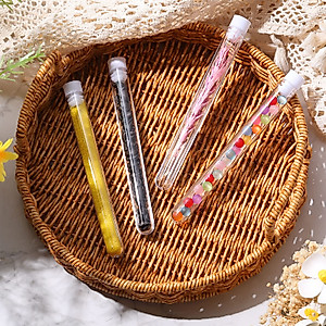 Hoteam 100 Pcs Clear Test Tubes with Lids Plastic Tube Plastic Vials for Scientific Experiments Party Supplies Birthday Candy Storage Seed Beads Powder Spice Liquid (White Lid,16 x 150 mm)