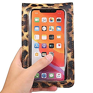 Women Leopard Print Cellphone Touch Screen Crossbody Bag Shoulder Pouch for iPhone 14 Pro iPhone 13 12 Pro 11 Pro Max iPhone X XR XS Max Google Pixle 7 6 5a 4a 5G