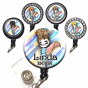 Super Hero Nurse or Doctor Stethoscope Tag (5 Color Design Choices) - Adjustable Tube Steth Id Personalized with Name, Monogram, Occupation Title - Woman Gift