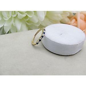 Dazzlingrock Collection Alternate Round Blue Sapphire & White Diamond Stackable Wedding Band for Women in 14K Yellow Gold Size 5