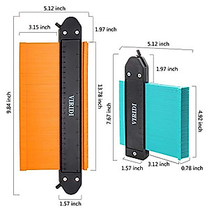 Contour Gauge with Lock, 2pcs 5&10 inch Profile Gauge Smart Measure Ruler Contour Duplicator Carpenter Tool for Vinyl Cutter Plank Install - Instant Template Instrument for Measuring and Cutting Wood