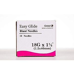 (Qty 10) 18 ga x 1-1/2" Dispensing Needle, Blunt Tip