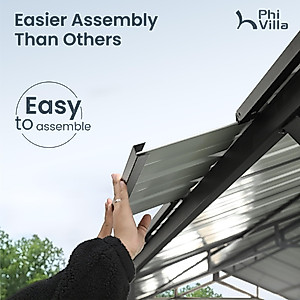 PHI VILLA 10 x 20 ft Carport Metal Carports with Galvanized Steel Roof, Sturdy Heavy Duty Metal Carport for Cars, Boats, and Tractors