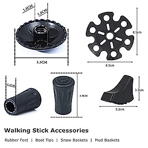 Walking Stick Tips Rubber 4 Pack Trekking Pole Tips Replacement Rubber Feet for Hiking Poles, Walking Sticks, Trekking Poles Rubber Tip for Walking Sticks Hiking Trekking Poles Rubber Feet