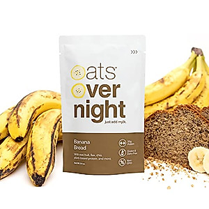 Oats Overnight - Banana Bread - Vegan, 20g Protein, High Fiber Breakfast Shake - Gluten Free, Non GMO Oatmeal (2.6 oz per meal) (8 Pack)