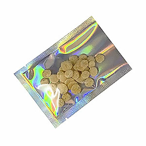 100 Pieces 2.75x3.9 inch (Inside Size 2.4x3.5 inch) Front Clear Heat Seal Bags Open Packet Aluminum Foil Pouch for Packaging Candy Food Storage with Tear Notches