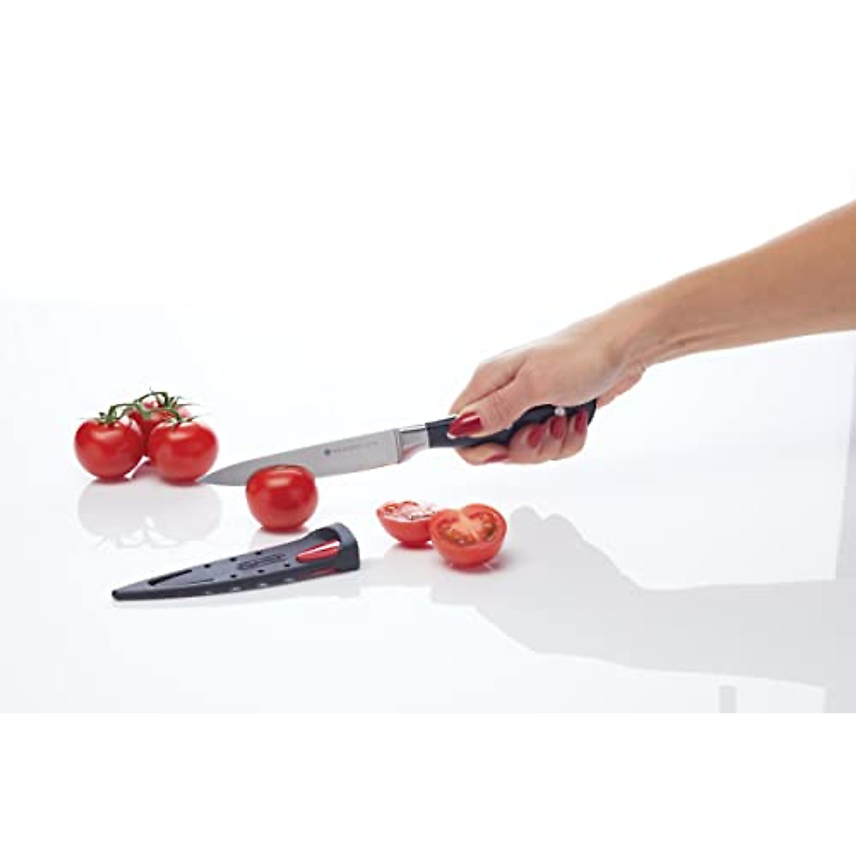 MasterClass All Purpose Small Kitchen Knife with EdgeKeeper Knife Sharpener Sheath, Stainless Steel, 11 cm