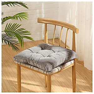 Nathime Soft Patio Outdoor Corduroy Chair Pad with Ties Home Decor Indoor Dining Chairs Cushion 18"×18"×3.6" Grey 1Pc