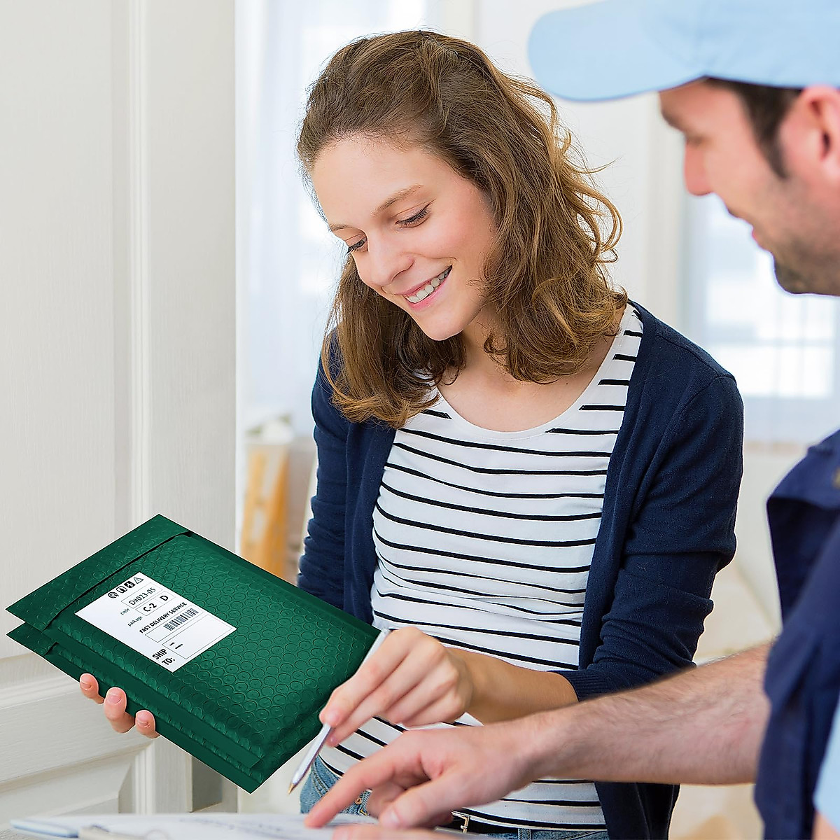 Famagic Bubble Mailers 4x8 Inch 50pc Ultramarine Green Shipping Bags, Chic Packaging Bags For Small Business, Colored Padded Mailing Envelopes, Opaque Matte Self Seal Bubble Poly Mailers Bulk #000