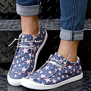 Women Shoes Casual Star Print Sports Shoes Canvas Fashion Casual Shoes Woman's Sandals Size 9 Blue
