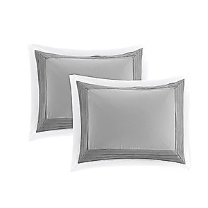 Comfort Spaces Malcom Cozy Comforter Set - Modern Trendy Design, All Season Down Alternative Bedding, Matching Shams, Hotel Deluxe Gray, Queen
