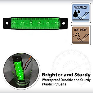 Meerkatt (Pack of 20 3.8 Inch Green 6 LED Mini Side Marker Light Tail Rear Fender Front Lamp Trucks Trailers Boat Pickup 12v DC Model TK12