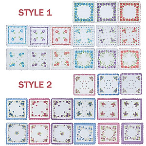 30 Pcs Womens Floral Print Handkerchiefs Vintage Soft Cotton Handkerchiefs Bulk