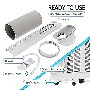 ROLLICOOL 14,000 BTU 4-in-1 Portable Air Conditioner - Cools up to 700 sq ft - Alexa-Ready App, Dehumidifier & Fan, 24 Hour Timer w/Sleep, Dual-Band Wi-Fi