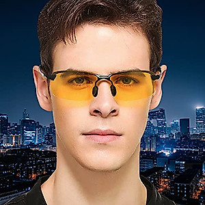 KiKS Products Night Driving Glasses for Men, Polarized Night Vision Glasses For Men, Risk-Reducing Anti-Glare Glasses With UV400 Polarized Lens Sport Frame with Microfiber Storage Bag