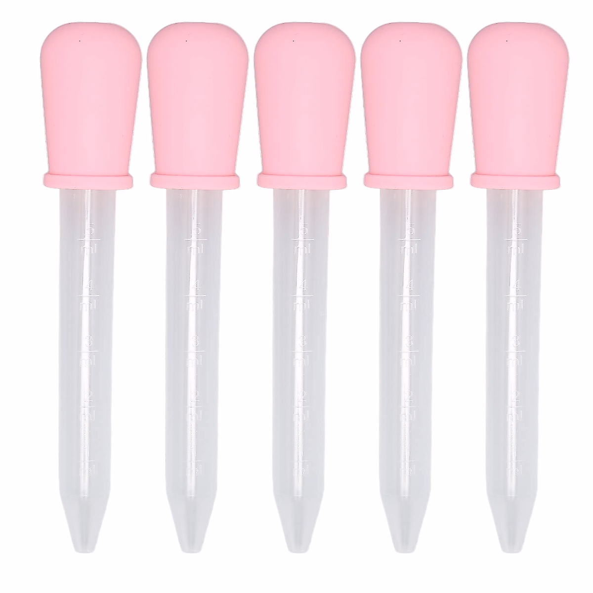 5pcs Pipettes, 5ml 120mm Length Silicone Eye Dropper, DIY Transfer Pipettes for Scientific Experiments, Paint and Glue, Food Decoration, Essential Oil, Arts and Crafts Projects(Pink)