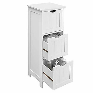 MAXCBD Nightstand Bedside Table Drawer Cabinet Bathroom Cabinet Floor Cabinet Free-Standing Storage Cabinet with 3 Drawers Storage Tower Dresser
