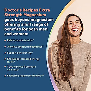 Doctor’s Recipes Magnesium Glycinate, 300mg Elemental Magnesium, Extra Strength, High Absorption, Non-Buffered, Bone, Muscle, Nerve & Energy Support, Non-GMO, No Gluten, Easy On Stomach, 90 Tablets