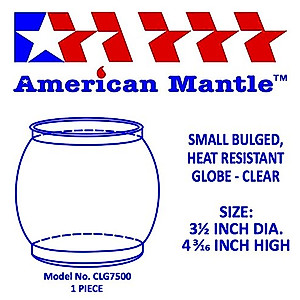 American Mantle Replacement Small Bulged Lantern Globe (Similar to Coleman Model R690B051)