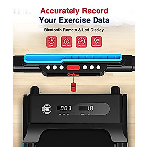 REDLIRO Under Desk Treadmill, 2 in 1 Motorized Portable Foldable Treadmill Compact Fold Up Walking Pad, Sturdy Folding for Small Space with Remote Control, LED Display Home & Office Use