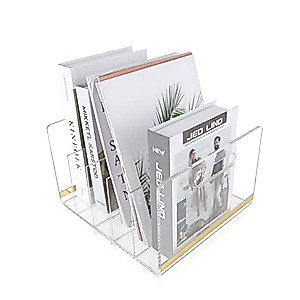 Acrylic File Sorter, 5 Sections Desk Plastic File Folder Rack,Clear Office File Organizer For Notebooks, Binders, Envelopes, Magazines CD (Magazine Holder)