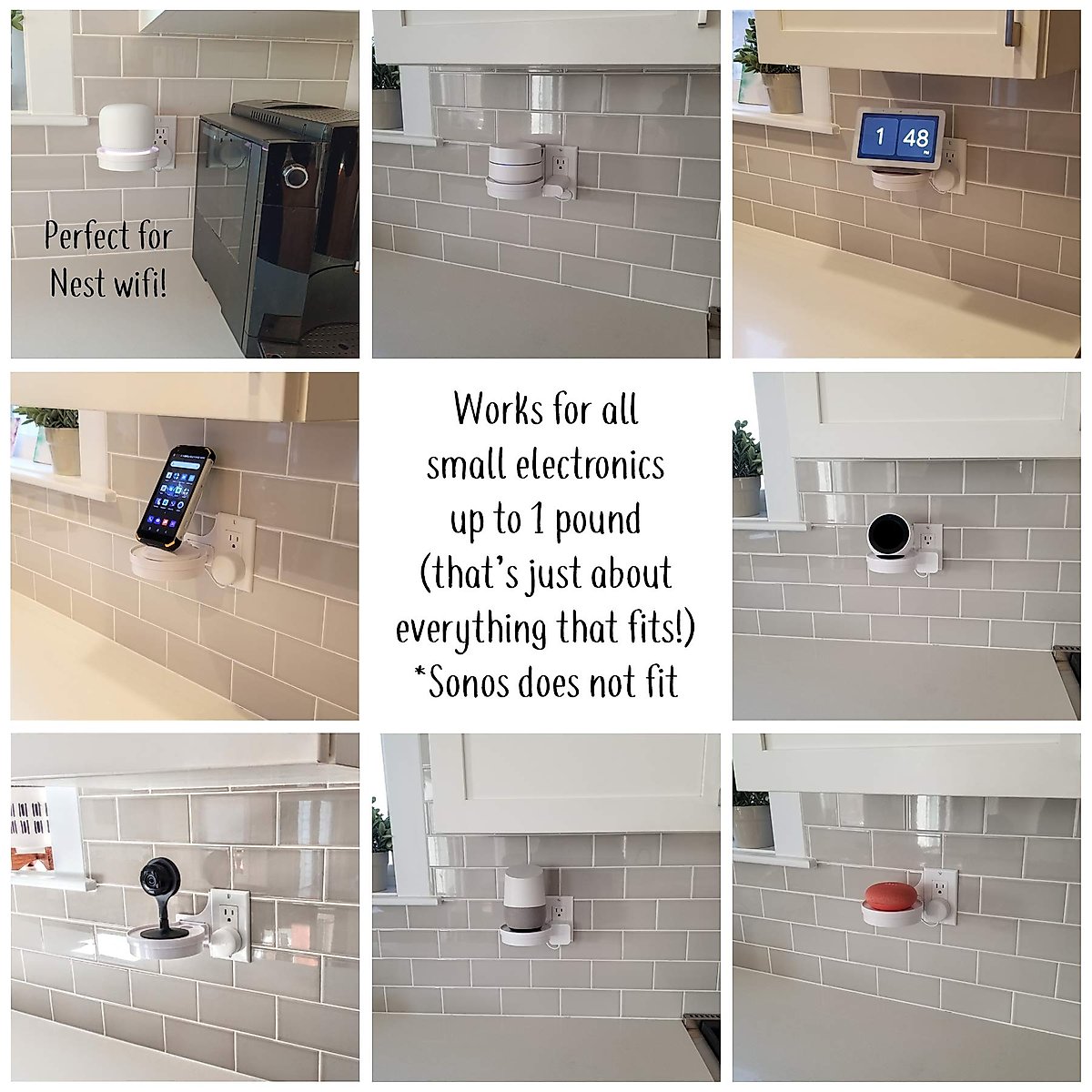 The Google Home Hub Nest Hub [Gen 1 and Gen 2] Mount for Electrical Outlets. Full Swivel. Installs in Seconds. Hidden Cord Storage. Award Winning Design. Works on All Vertical Outlets.