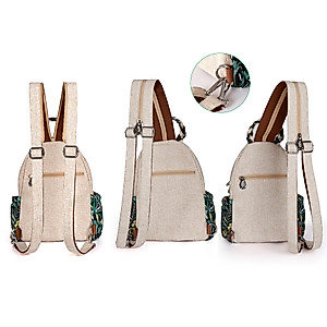 AULUDA Girl's Convertible Sling Bag, Hand Craft Artisan Purse, Beautiful Canvas Premium Casual Day Mini Backpack for Women (Green Marsh)