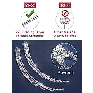 FOCALOOK Rhinestone Earrings for Women Sparkly Prom Earrings Long Dangle Drop Iridescent Earrings