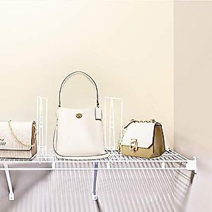 Urban Deco Shelf Dividers for Closet Organization - Wire Closet Shelving Sturdy Closet Shelf Organizer Steel Closet Dividers Linen Closet Organizer - White Coated Wire Shelf Organizer - Pack of 8