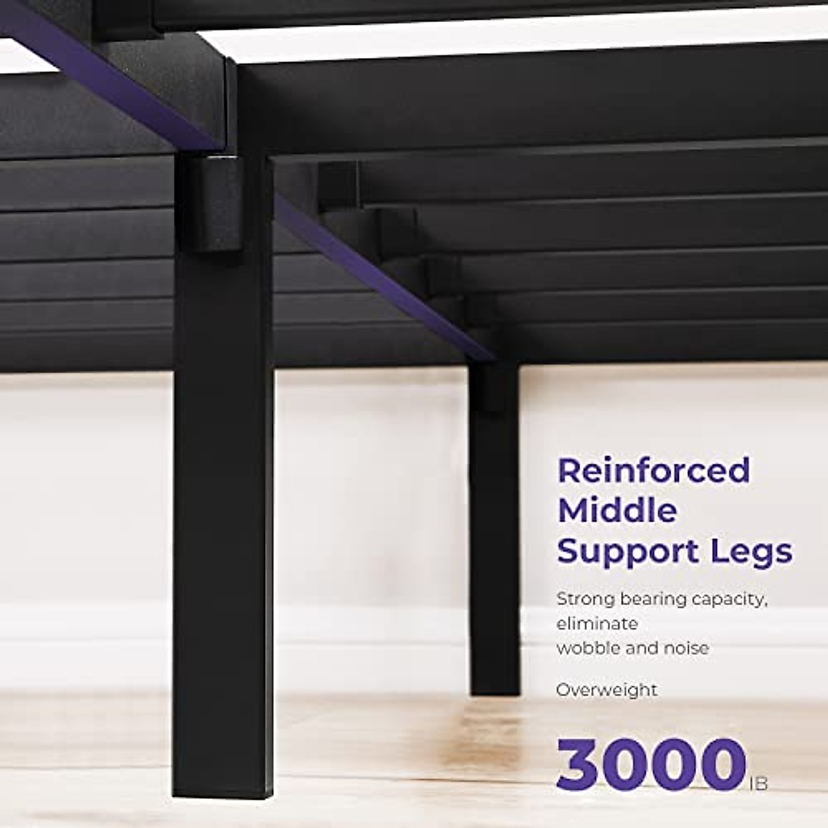 GreenForest Queen Bed Frame Quick Lock Heavy Duty Metal Platform Bed Mattress Foundation, No Box Spring Needed, Black