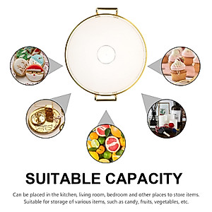 CALLARON Plastic Tray Plastic Tray Decorative Round Serving Tray with Handles Modern Decorative Tray Serving Platter Fruit Dessert Plate Cake Dish Perfume Tray for Vanity Coffee Table