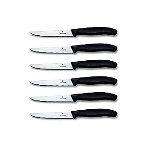 Victorinox Swiss Classic 6-Piece Steak Set (4½" Spear Point Serrated) Black, 4.25 x 0.5 x 0.5 inches, Multicolor