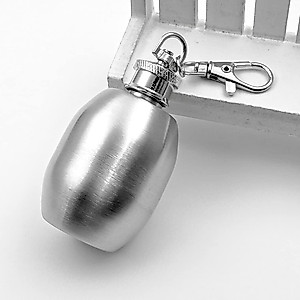 iSavage 1.5oz Hip Flask 18/8 Stainless Steel Drum Shaped Mini Design with Ring-YM145