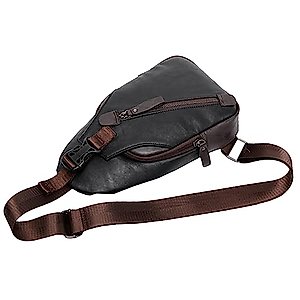VANZACK Men's Backpack Leather Crossbody Bags Leather Fanny Pack Leather Crossbody Bags for Men Crossbody Bag for Boys Backpack Sling Bag Multipurpose Sling Bag Black Pu Fabric Suspenders