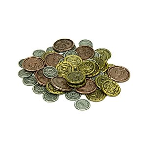 The Broken Token Prop Coins - Wondrous Metal Replica Coins for 7 Wonders, Pack of 57 - Fantasy Novelty and Replica Coins