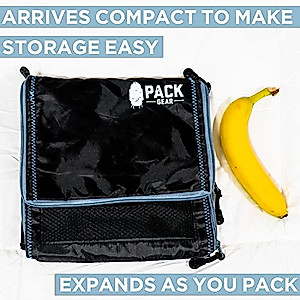 Pack Gear Suitcase Organizer | Pack More in your Large or Carry On Luggage | Unpack Instantly with these Compression Packing Cubes for Suitcases | Hanging Shelf Organizer for Closet (Black) (Carry-On)
