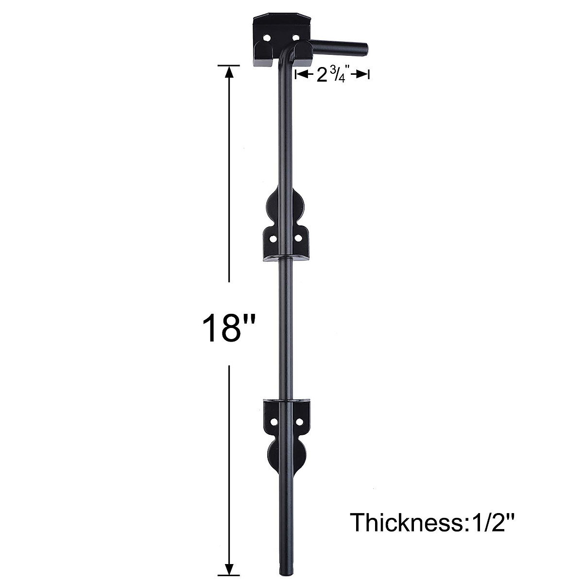 SANKINS 18" Cane Bolt Drop Rod Heavy Duty Gate Hardware Black Solid Steel Gate Ground Latch for Wood PVC Vinyl Metal Gates Fences Doors, Holding Gate to The Ground (1 Pack)